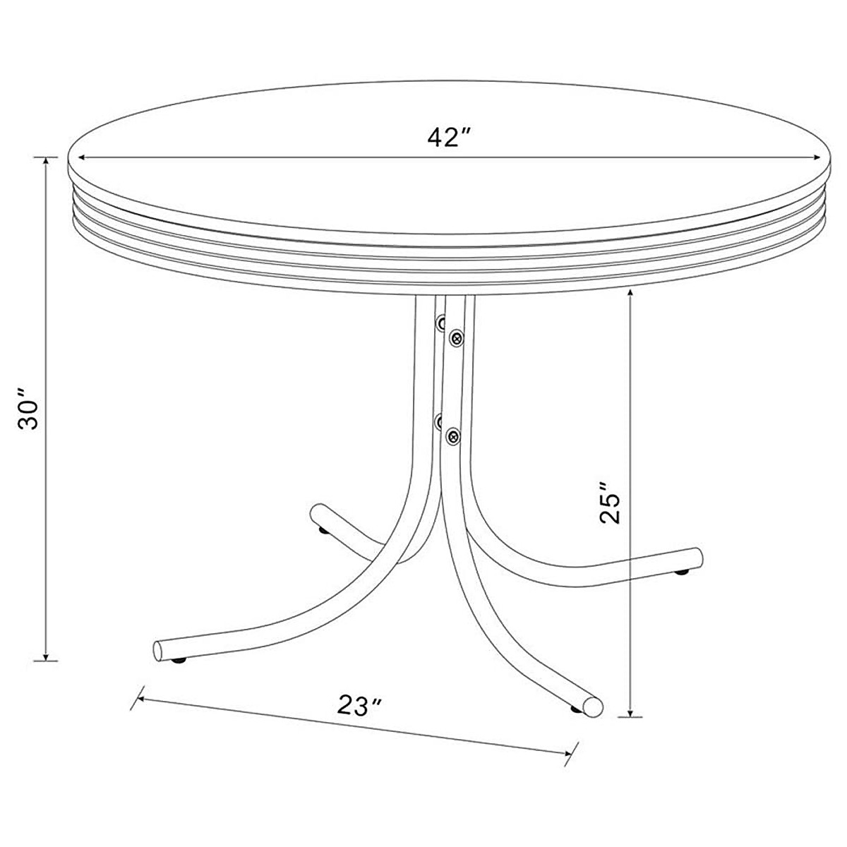 BOWERY HILL 42" Round Vintage Retro Dining Table in White and Chrome