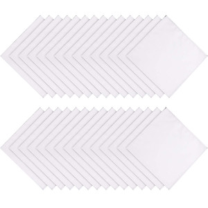 Boao 30 Pack Women White Soft Handkerchief Ladies Hankies DIY Wedding Hankies