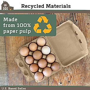 Ruralty Paper Egg Cartons for Chicken Eggs 25 Pack - Holds Dozen Jumbo Egg Cartons Bulk - Vintage 3x4 Flat Top Egg Cartons Made from Recycled Paper Pulp - Easily Personalized Blank Egg Cartons Bulk