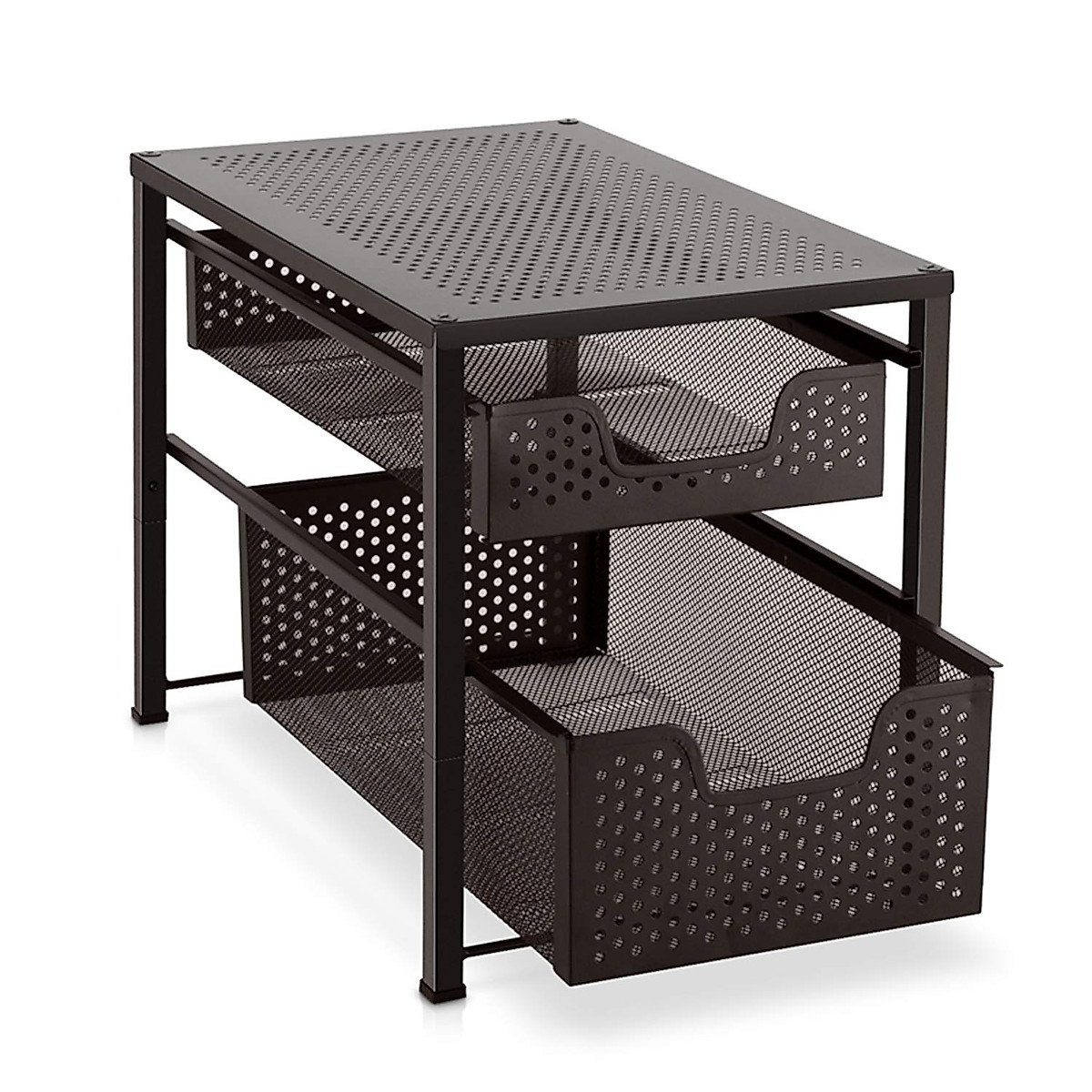 Bextsware Auledio Stackable Multi-Function Under Sink Organizer 2 Tier Sliding Basket Cabinet, Bronze