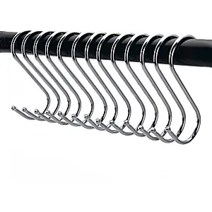 Soqool 3.5Inch Heavy Duty S Hooks 12PCS Stainless Steel Hook for Hanging Double Sided Utility Hook for Shower Curtain Rod,Closet S Hooks,Kitchen Hanging Hook