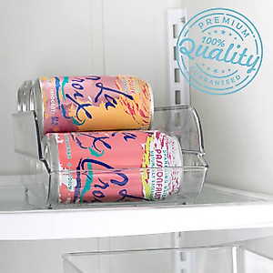 Soda Can Organizer for Refrigerator | Pop Can Dispenser Drink Organizer for Fridge | Canned Food Organizer for Pantry | Clear Acrylic Bins [4 Pack]