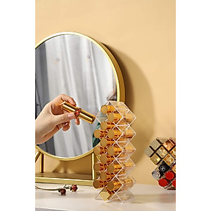 YIEZI Lipstick Holder Organizer 16 Spaces Acrylic Stackable Fish Shape Lipstick Tower, Lip Gloss Storage Stand, Perfect for Lipgloss Organizers Makeup Vanity Display, Clear (1 Pack)