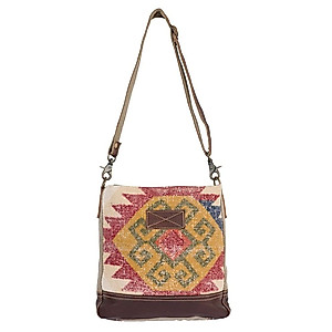 Myra Bag Sober Love Shoulder Bag Upcycled Canvas, Leather & Rug S-2217