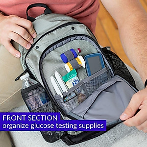 Sugar Medical - Insulated Diabetes Sling Backpack - Multi Pocket, Zip Secured Backpack w/Elastic Loops and Adjustable Straps for Diabetic Medical Supplies (Haze Grey) …