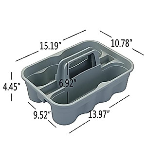 Ramddy Plastic Organizer Caddy, Carry Caddy with Handle, Gray, 4 Packs