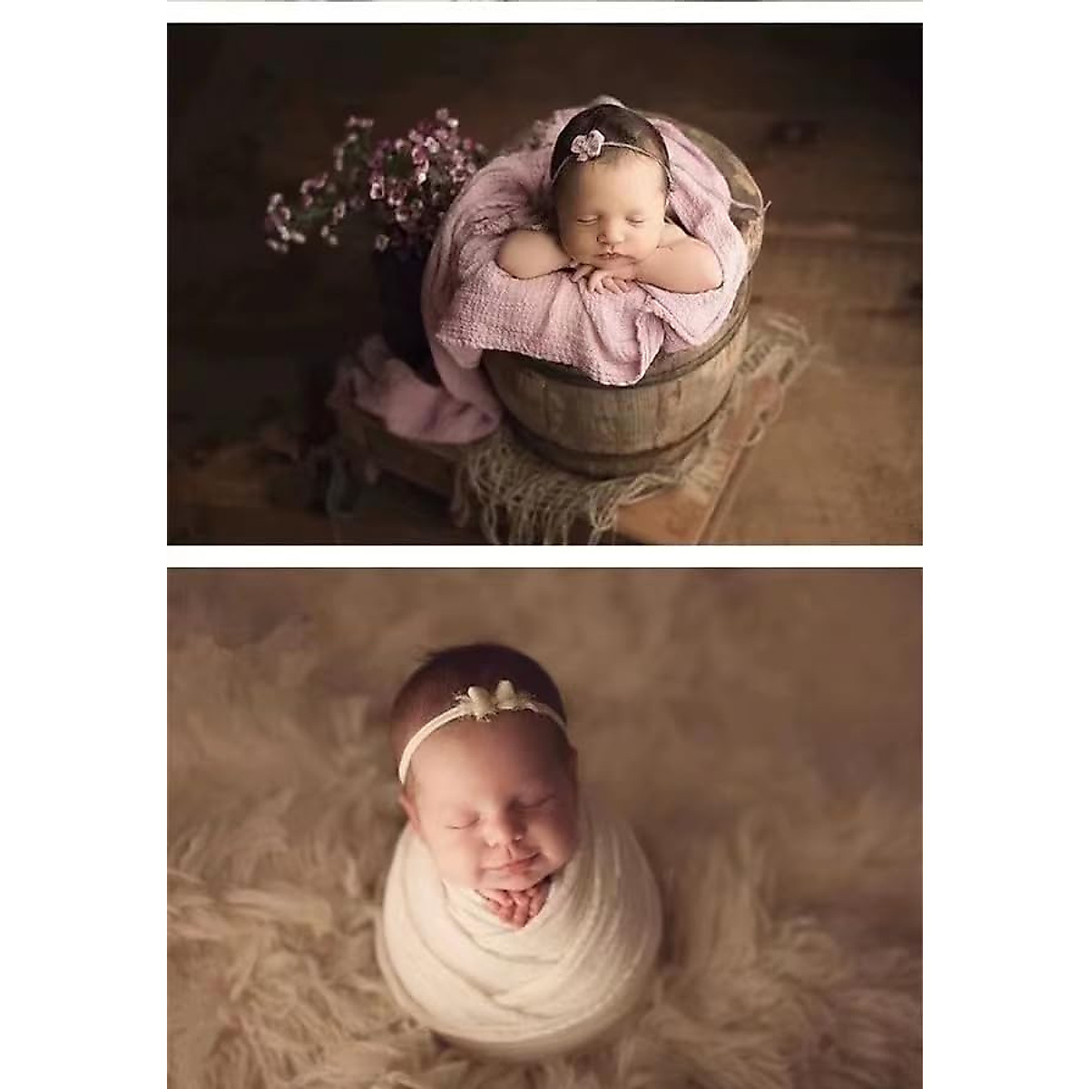 RUZHILING Newborn Baby Photography Stretch Wrap Newborn Photo Blanket Newborn Photography Props for Boy Girl Photoshoot Swaddle (White)