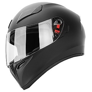 GDM Ghost Full Face Motorcycle Helmet with Clear and Chrome Shields (Matte Black, Small)