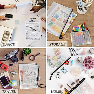 10 Pack Mesh Zipper Pouch, Waterproof Document Pouch, Multipurpose for School Office Supplies, Cosmetics, Travel Accessories, Board Games Storage