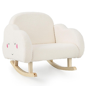 INFANS Kids Sofa, Toddler Rocking Chair with Solid Wooden Frame, Anti-Tipping Design, Plush Fabric, Children Armchair for Nursery Kindergarten Playroom Preschool, Gift for Boys Girls