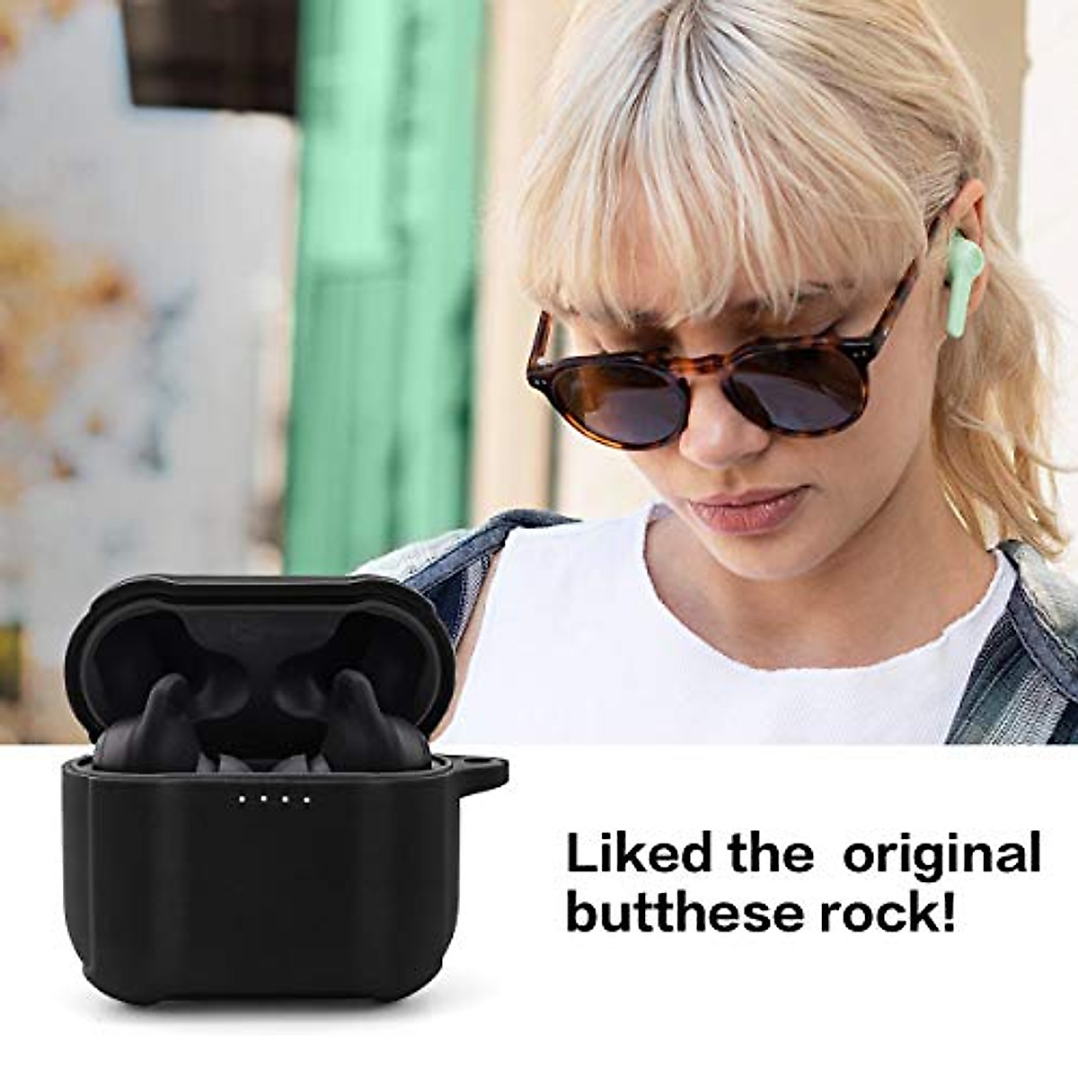 Alquar Case Cover for Skullcandy Indy EVO, Anti-Lost/Shockproof/Waterproof/LED Visible, Skullcandy Indy Evo True Wireless in-Ear Earbud Silicone Case Cover with Keychain -Black