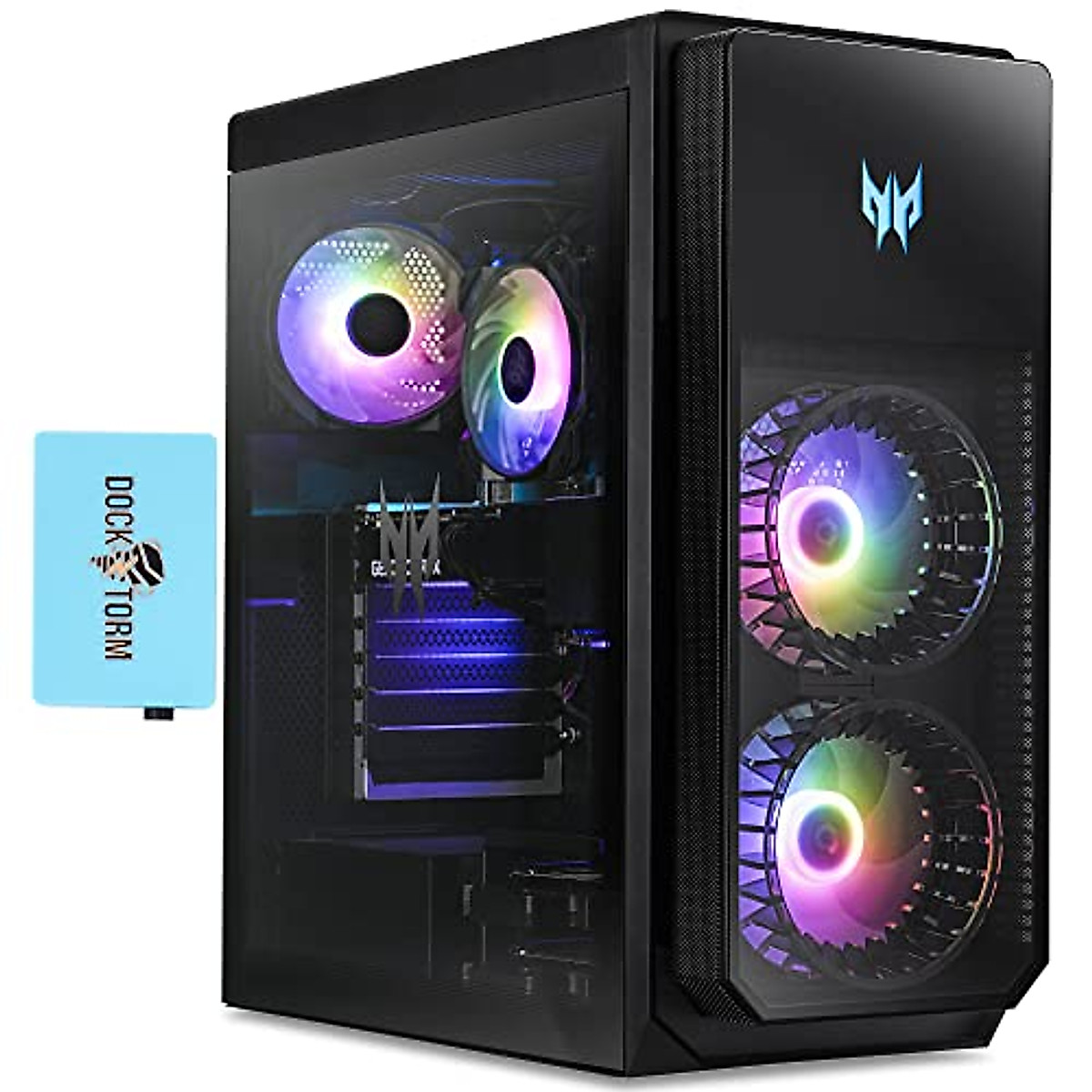 acer Predator Orion 5000 Gaming Desktop PC (Intel i7-12700F 12-Core, 32GB DDR5, 2x4TB PCIe SSD RAID 0 (8TB), GeForce RTX 3080 10GB, WiFi 6E, Win11H) w/Backlit KYB, USB Mouse, & Dockztorm Dock