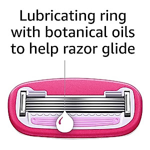 Amazon Basics 5 Blade FITS Razor for Women, Fits Amazon Basics and Venus Handles, Includes 1 FITS System Handle, 2 Cartridges & 1 Shower Hanger, Pink