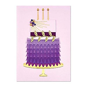Papyrus Lavender Feather Cake Birthday Card