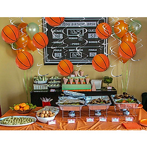 36Ct Basketball Hanging Swirl Decorations - Basketball Themed Party Supplies Hanging Party Decorations, Boy Birthday Party Decorations