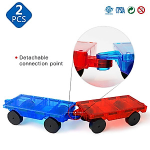 MAGBLOCK 2 Piece Car Set Suitable for Magnetic Blocks Tiles, Expand and Enrich Your Magnet Tiles STEM Educational Toys