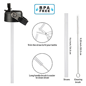 WishDirect Straw Lid for Hydro Flask 12/16/18/20/32/40/64 Oz and Trail Series 24, 32, 40 Oz, Fits Simple Modern, Takeya, Iron Flask and Most Wide Mouth Water Bottles [1 Lid+2 Straws+1 Cleaning Brush]