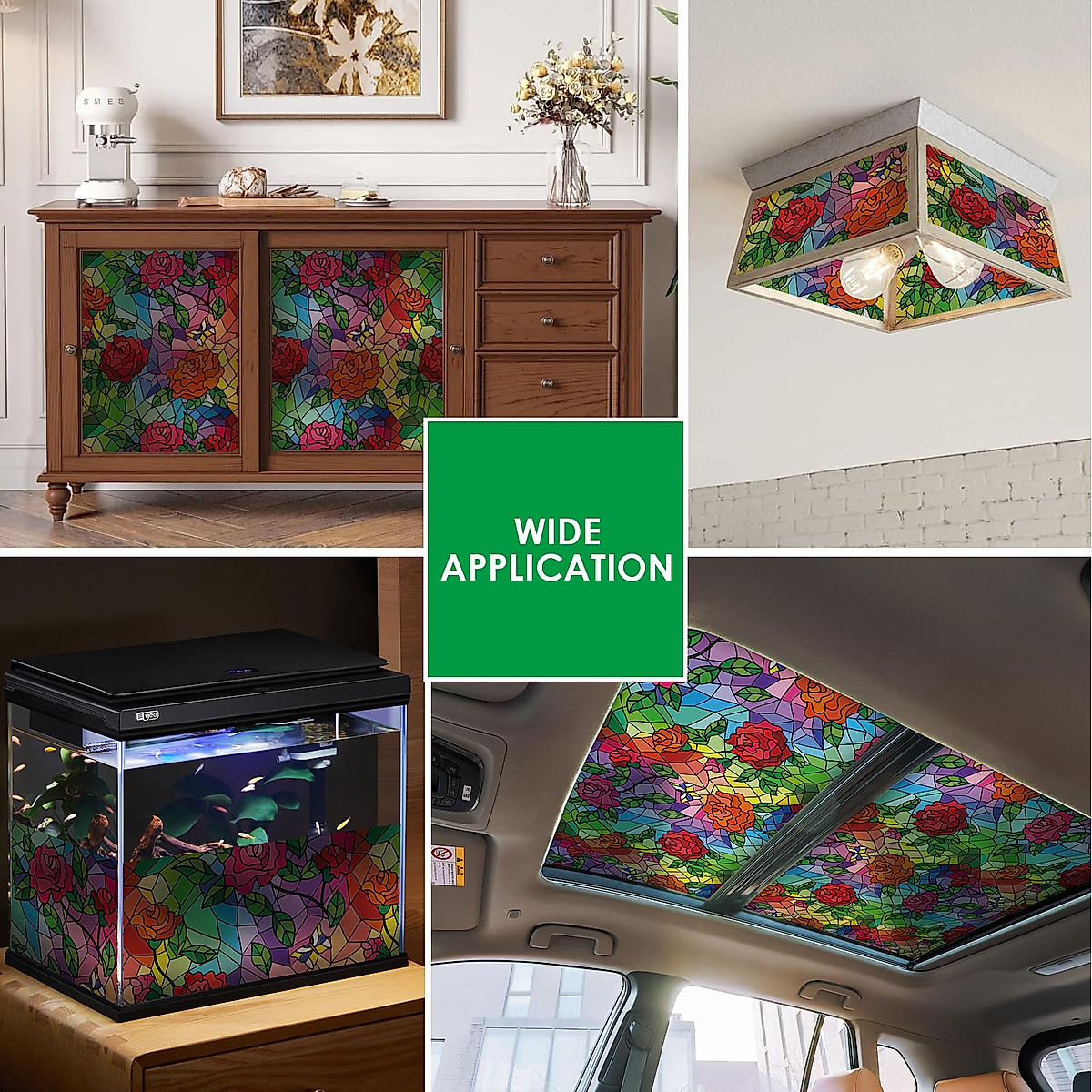 DKTIE Window Privacy Film with Installation Tools, Static Cling Rose Window Sticker Bathroom Glass Window Decals Non Adhesive for Home Windows (B3565, 17.7" × 78.7")