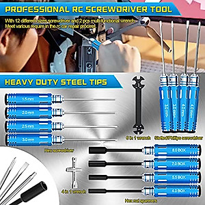 RC Car Tool Kit w/Hex Nut Screwdriver Set, Pliers,Wrench,Stand Full Set RC Repair Tools Compatible with Traxxas Slash Arrma RC Cars Models Drone Helicopter
