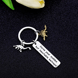 bobauna Curse Your Sudden But Inevitable Betrayal Inspired keychain With Dinosaur Charm Travel Dinosaur Lover Gift (inevitable betrayal dinsour keychain)