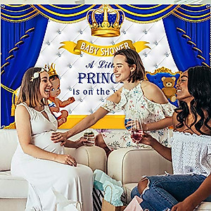 Royal Prince Baby Shower Decoration for Boys, Royal Blue Baby Shower Backdrop Photography Background for Boys Prince Baby Shower Birthday Party Supplies