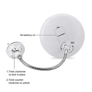 Glam hobby Led 10X Magnifying Makeup Mirror Lighted Vanity Bathroom Round Mirror with 360 Degree Swivel Rotation, Flexible Gooseneck, and Locking Suction