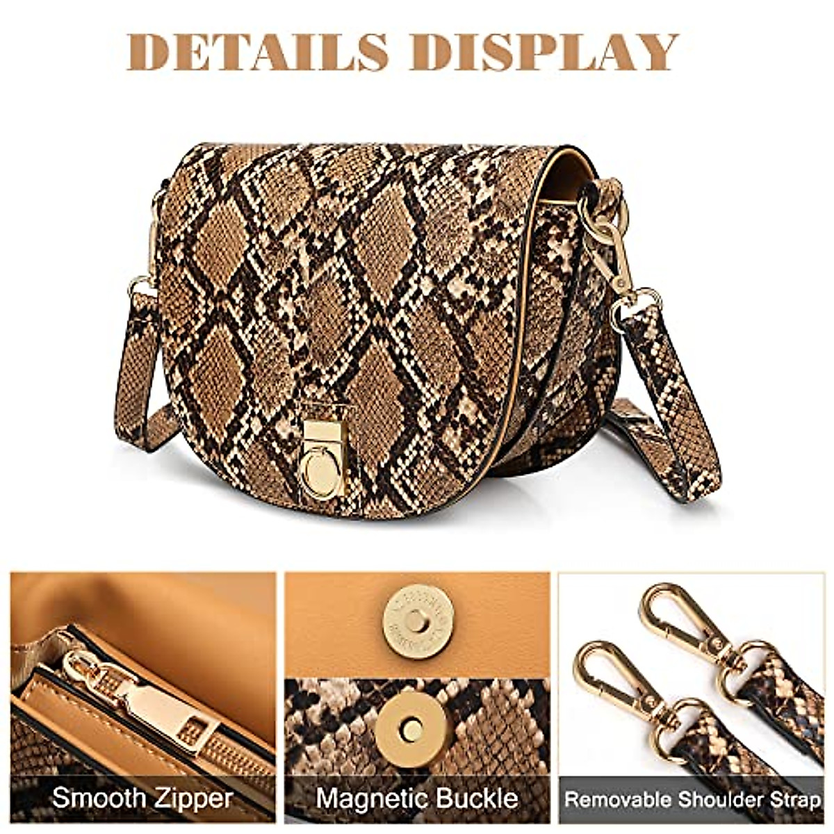 BOLOSTA Small Crossbody Bags for Women Medium Size Cell Phone Crossbody Purse for Women Crossbody Handbag Snakeskin Cellphone Pouch Clearance