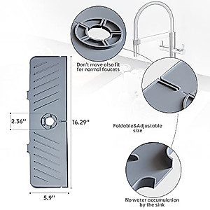 Dish Drying Mat Faucet Splash Guard Kits, Kitchen Bathroom Silicone Faucet Mat Sink Water Splash Guard, Silicone Mat Heat Resistant Mat Drying Mat for Kitchen Counter (Grey)