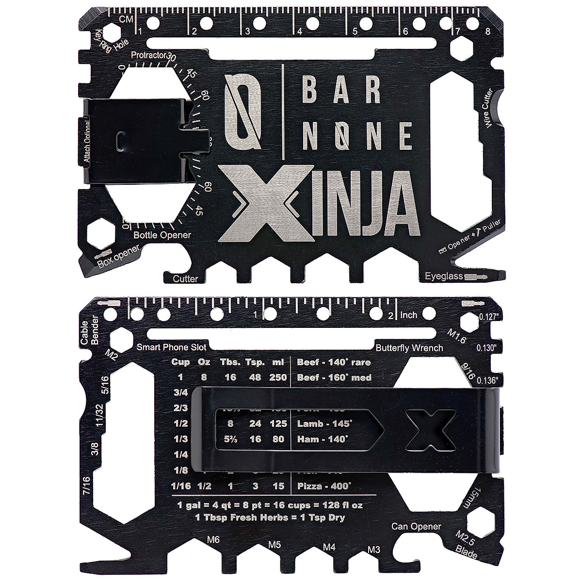 50 in 1 Credit Card Multitool Wallet Multi Tool Money Clip Clips Xtreme Ninja EDC Gerber Leatherman Knives Utility Knife Slim Wallets Minimalist Survival Everyday Carry | BAR NONE Xinja, Black