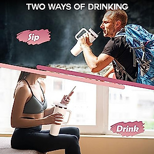 40 oz Tumbler with Handle and Straw, as Stanley Cup Design, Modern 40 Oz Tumbler, 40 oz tumblers with lids, leak proof tumbler, insulated tumbler, 40oz cup, Cold, Heat, and Ice for Hours (Rose)