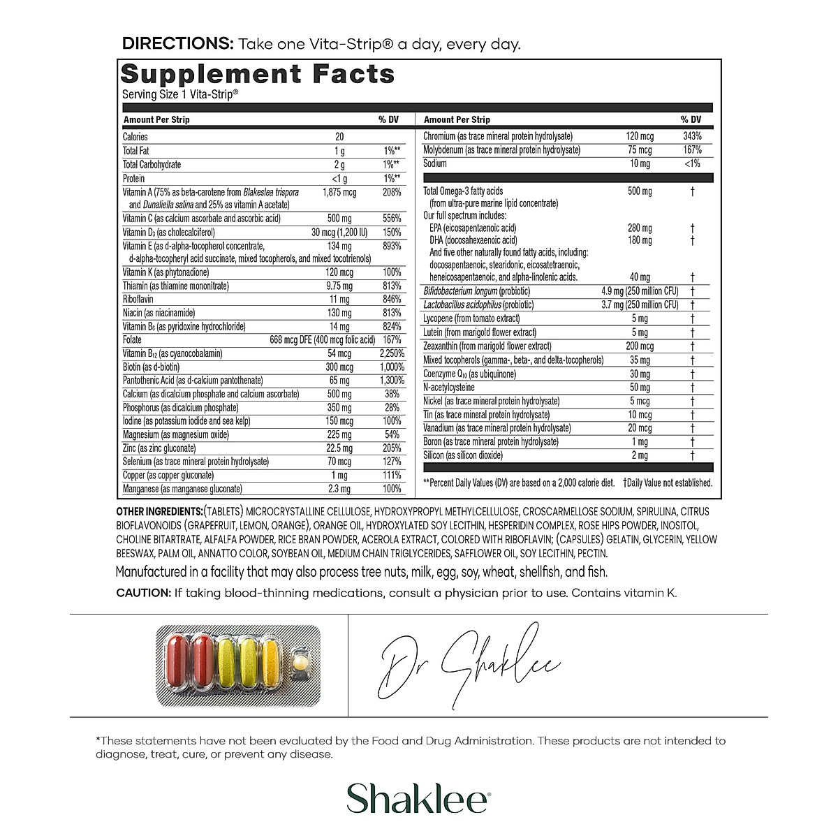 Shaklee - Vitalizer™ Gold: Advanced Nutrition for Adults Over 50 - Vitamins, Minerals, Phytonutrients, Omega-3s, Probiotics & More - Feel Healthier Every Day - 30 Vita-Strips®