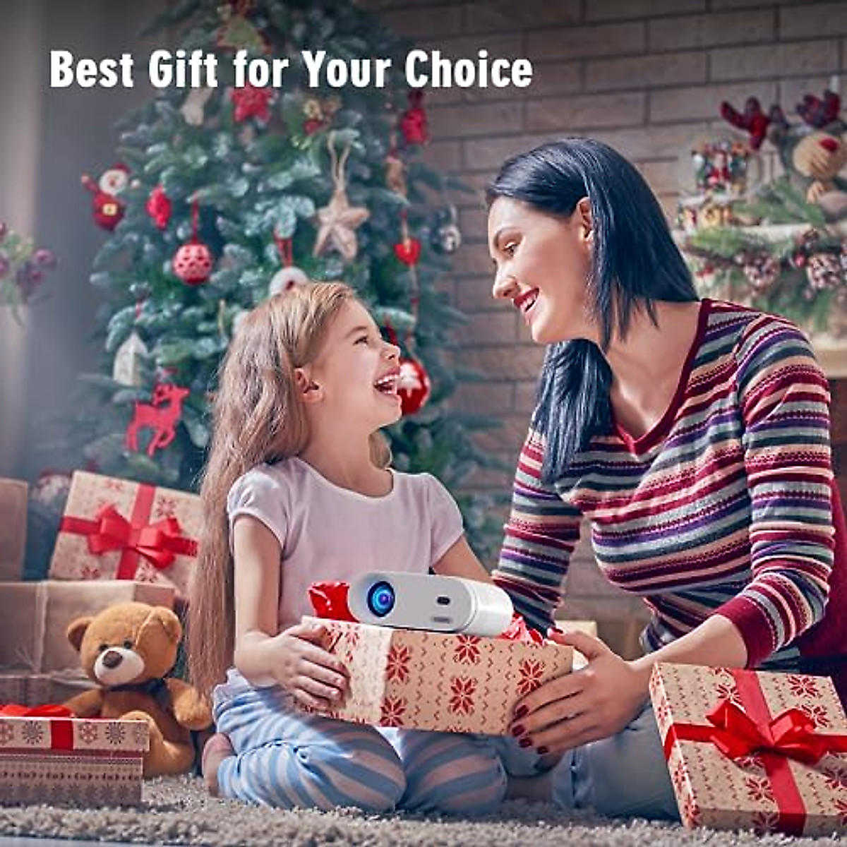 Mini Projector, VISSPL 1080P Supported Video Projector, Portable Outdoor Projector with Tripod, Kids Gift, Home Theater Movie Projector Compatible with Android/iOS/Windows/TV Box/HDMI/USB