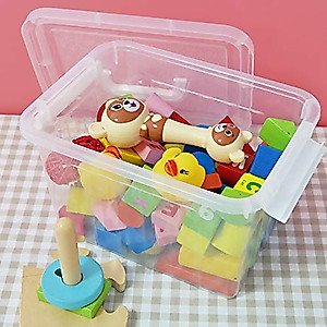 Kiddream Clear Plastic Storage Bins with Lids, 6 Quart Latch Boxes Set of 6, F