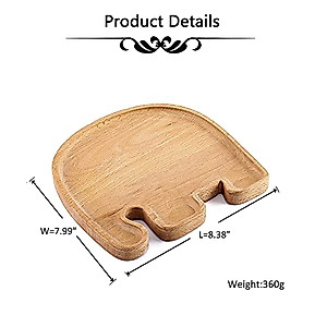 CrystalTears Wooden Serving Tray Platter Handmade Elephant Shaped Snack Fruit Dessert Serving Platter Wood Crystal Display Tray Jewelry Trinket Dish for Home Decoration