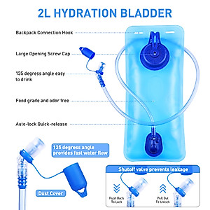 Hydration Pack,Hydration Backpack with 2L Hydration Bladder Lightweight Insulation Water Pack for Festivals, Raves, Hiking, Biking, Climbing, Running and More (Black)