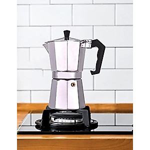 MINBAI Aluminum Espresso Coffee Maker Pot for Great Flavored Strong Espresso, Classic Italian Style Moka Pot, Makes Delicious Coffee, Easy to Operate & Quick Cleanup (12 cups)(Silver), XL, (MB-600)