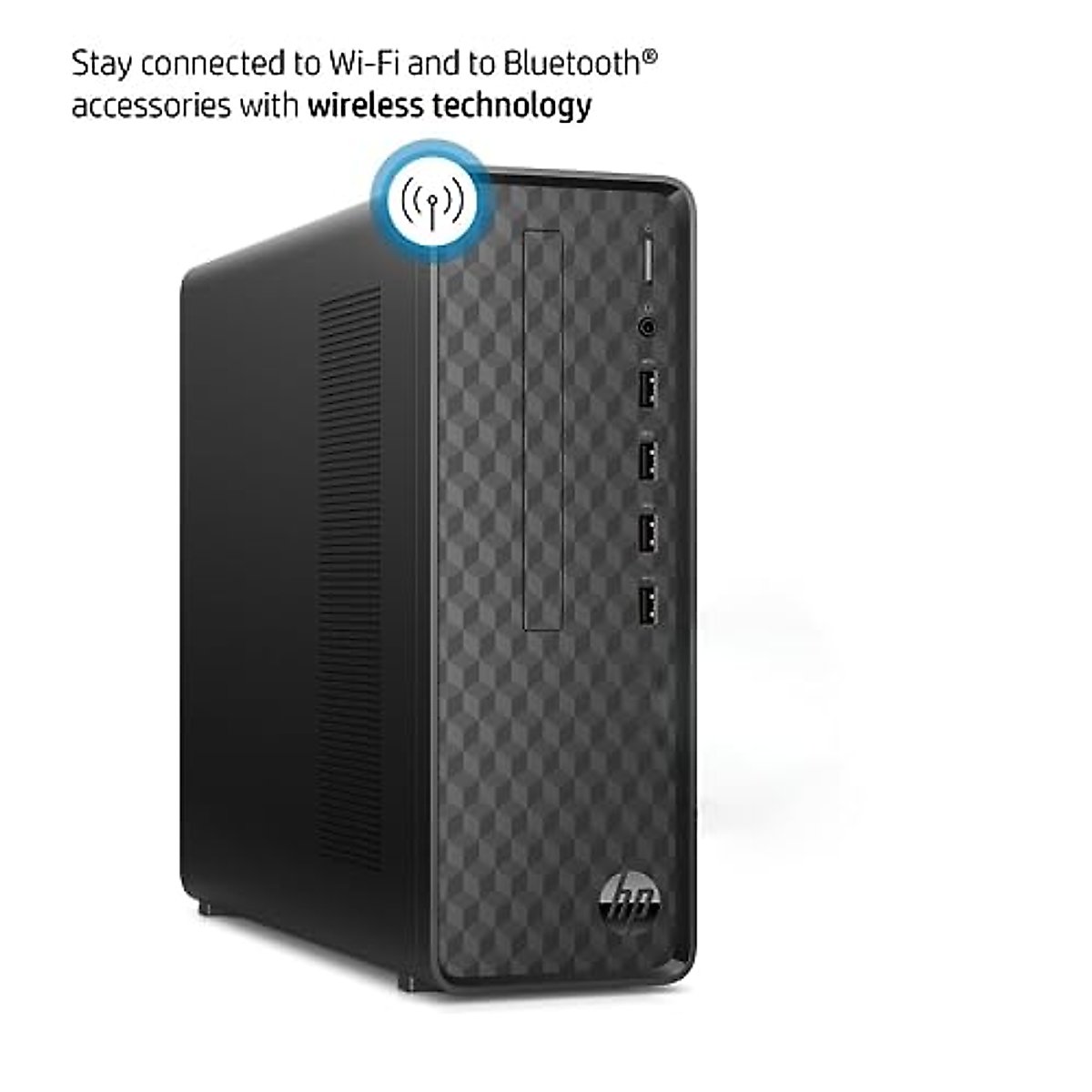HP Slim Desktop, Intel Core i3-10105 Processor, 16GB DDR4 RAM, 1TB PCIe M.2 SSD, HDMI, RJ-45, Wireless Keyboard & Mouse, Wi-Fi, Windows 11 Home, Black