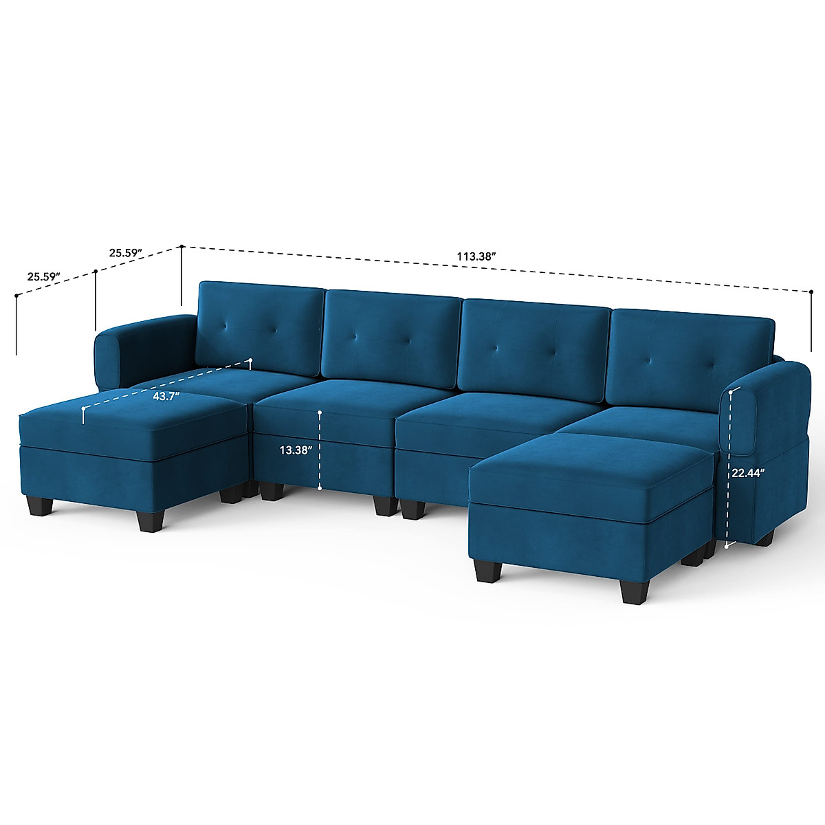 SF002 Sectional, U Shape Sofa, Blue