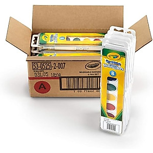 Crayola 8 Pan Set Washable Watercolors, Safe for Kids - Includes Brushes - 24 Pack