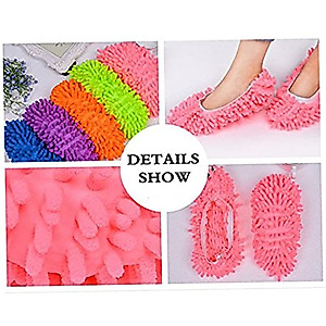 VOSAREA 1 Pair Household Cleaner Microfiber Cleaner Floor Cleaning Slippers Floor Dust Dirt Hair Cleaner Dust Mop House Shoes Dust Mop Slippers Lay Shoe Cover Dust Mop Slipper Mop Cap Hair