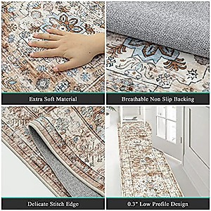 Pauwer Hallway Runner Rug 2'x6', Boho Washable Runner Rugs with Rubber Backing, Oriental Non Slip Carpet Runner for Hallways, Farmhouse Rug Runners for Kitchen Laundry Room Entryway Bathroom