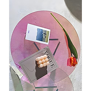 KSacry Acrylic Coffee Tables Modern Accent Night Stand Iridescent Table Coffee Table Side Table Round End Table Modern Chic Desk-Living for Office Home Decor (3 Legs Style, 15.7"L X 15.7"W X 17.7"H)