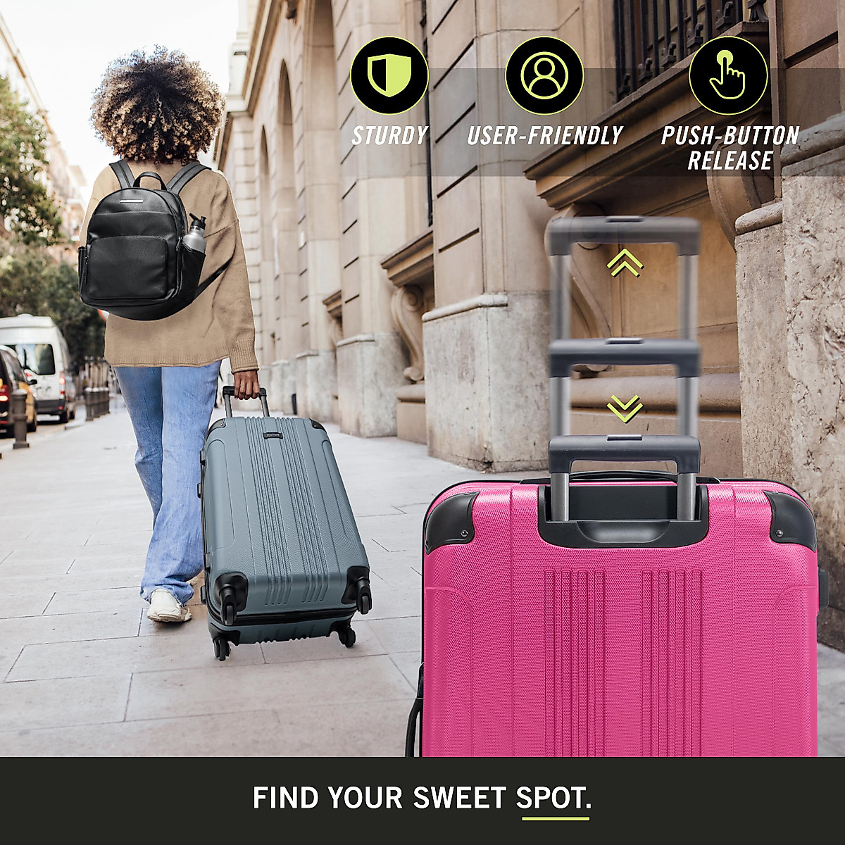 Kenneth Cole REACTION Out of Bounds Lightweight Hardshell 4-Wheel Spinner Luggage, Magenta, 2-Piece Set (20" & 28")