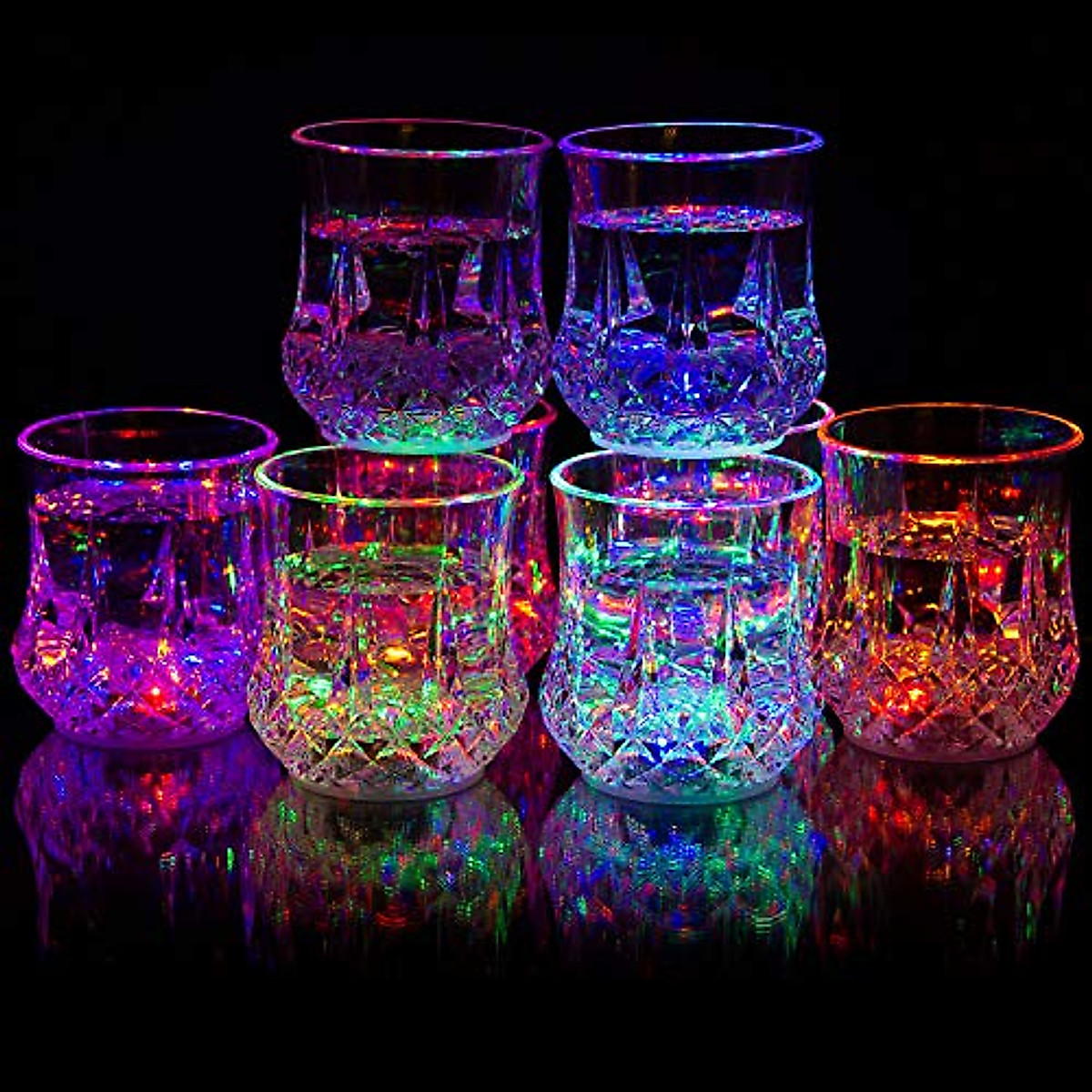Liquid Activated Multicolor LED Tumblers ~ Fun Light Up Drinking Glasses - 6 oz. - Set of 8