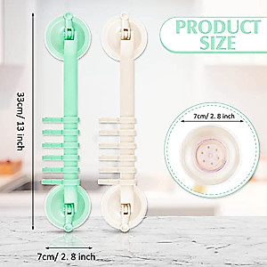 Juexica 2 Pcs Miniature Hanging Rod with 6 Hooks Adhesive Utensil Hanger Moveable Kitchen for Bathtub Suction Hook Multi Function No Drilling Holes Holder Rack