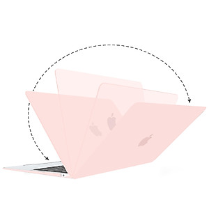 G JGOO Compatible with MacBook Air 13 inch Case 2022 2021 2020 2019 2018 Release M1 A2337 A2179 A1932 Touch ID, Matte Plastic Hard Shell Case + 2 Keyboard Covers + 50 Pcs laptop sticker, Chalk Pink