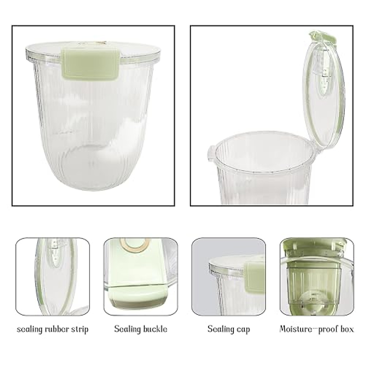 Airtight Rice Storage Container 20 Lbs, Rice Dispenser Crystal-Clear Flour Storage Container, Cereal Holder Bin with Measuring Cup for Kitchen Pantry Organization and Storage (Green)