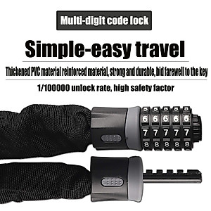 Beefoor Bike Lock, 5-Digit Resettable Combination Heavy Duty Anti Theft Bicycle Lock, 4.9 Feet Bike Chain Lock for Bikes, Motorcycles, Bicycles, Doors, Gates, Fences, Grills