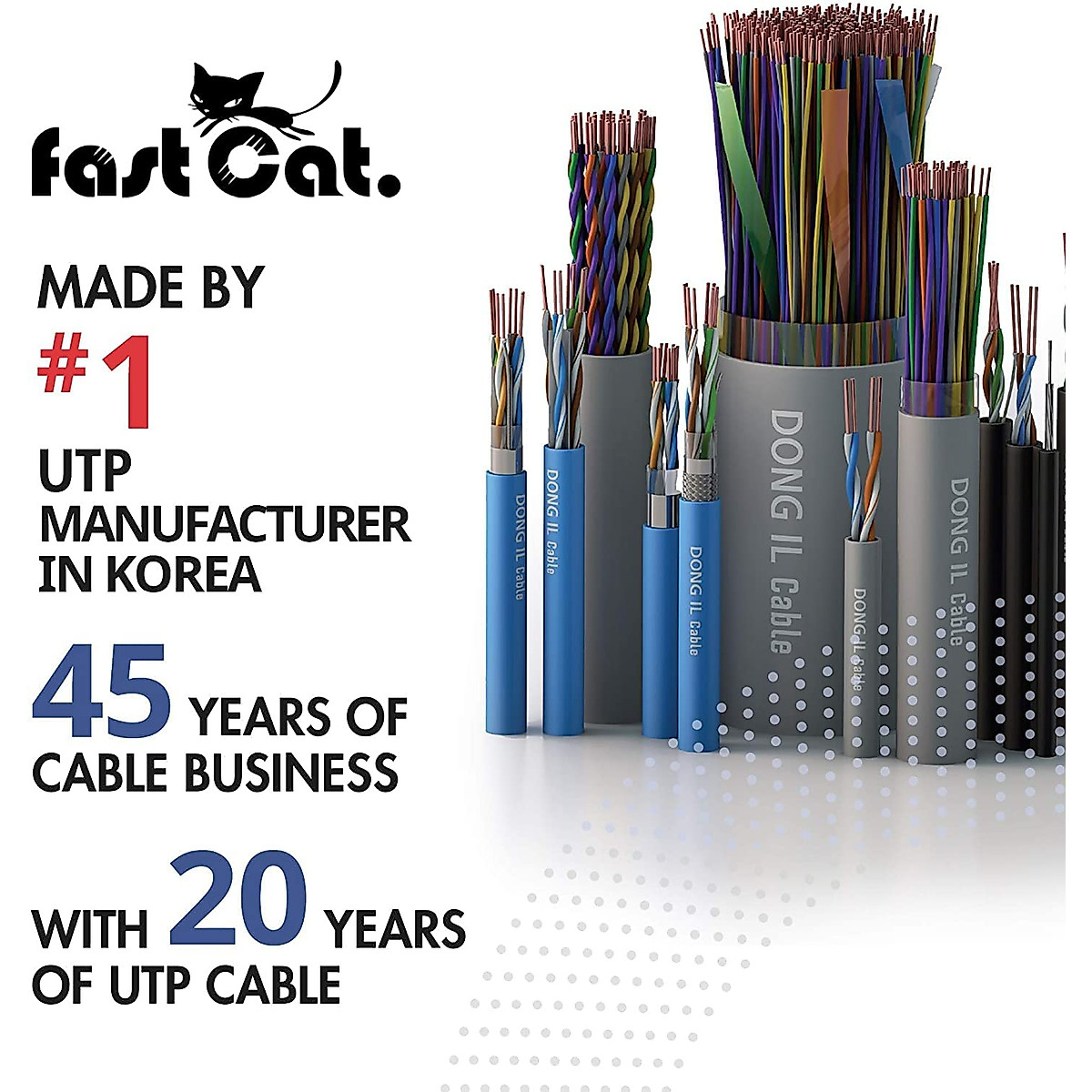 fast Cat. Cat6 Direct Burial Outdoor Ethernet Cable 1000ft - Waterproof Cat6 Cable with 23AWG Solid Copper Conductors - CMX, UTP 550MHz, PoE++ (4PPoE), ETL & UL Listed, Bulk Ethernet Cable (Black)