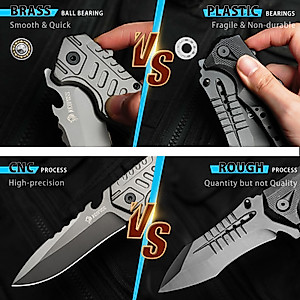 NedFoss T39 Pocket Knife for Men, 3.7" D2 Steel Blade, Frame Lock, 6 in 1 Folding Tactical Knife with Bottle Opener, Glass Breaker, Seatbelt Cutter and Wrench, Belt Clip for Work, Rescue